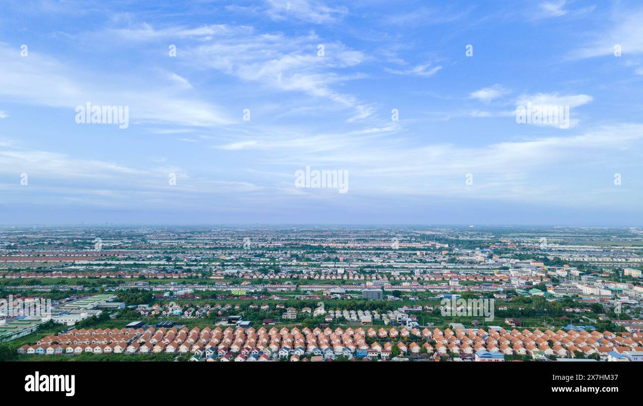 An aerial view of the housing estate and the beautiful sky Stock Photo ...