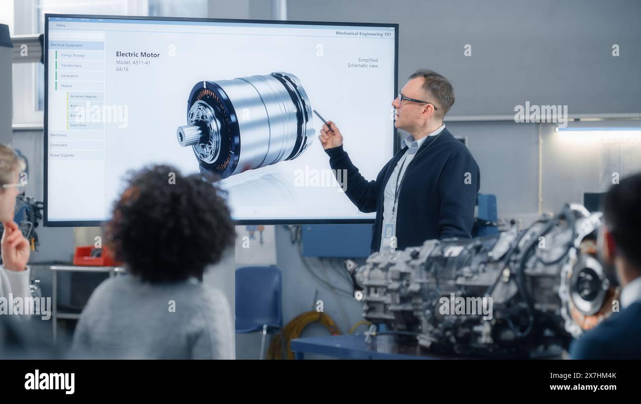 Professor Lectures Diverse Group of Multi Ethnic Students and Pointing ...