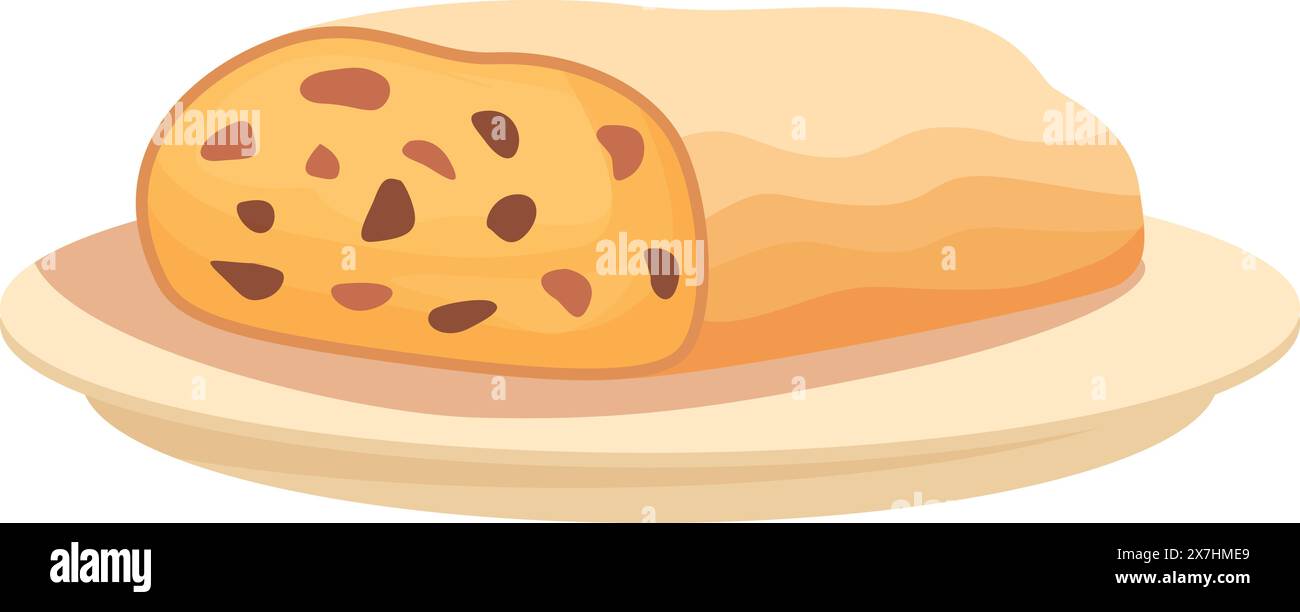 Vector illustration of a colorful cartoon loaf of bread served on a ...
