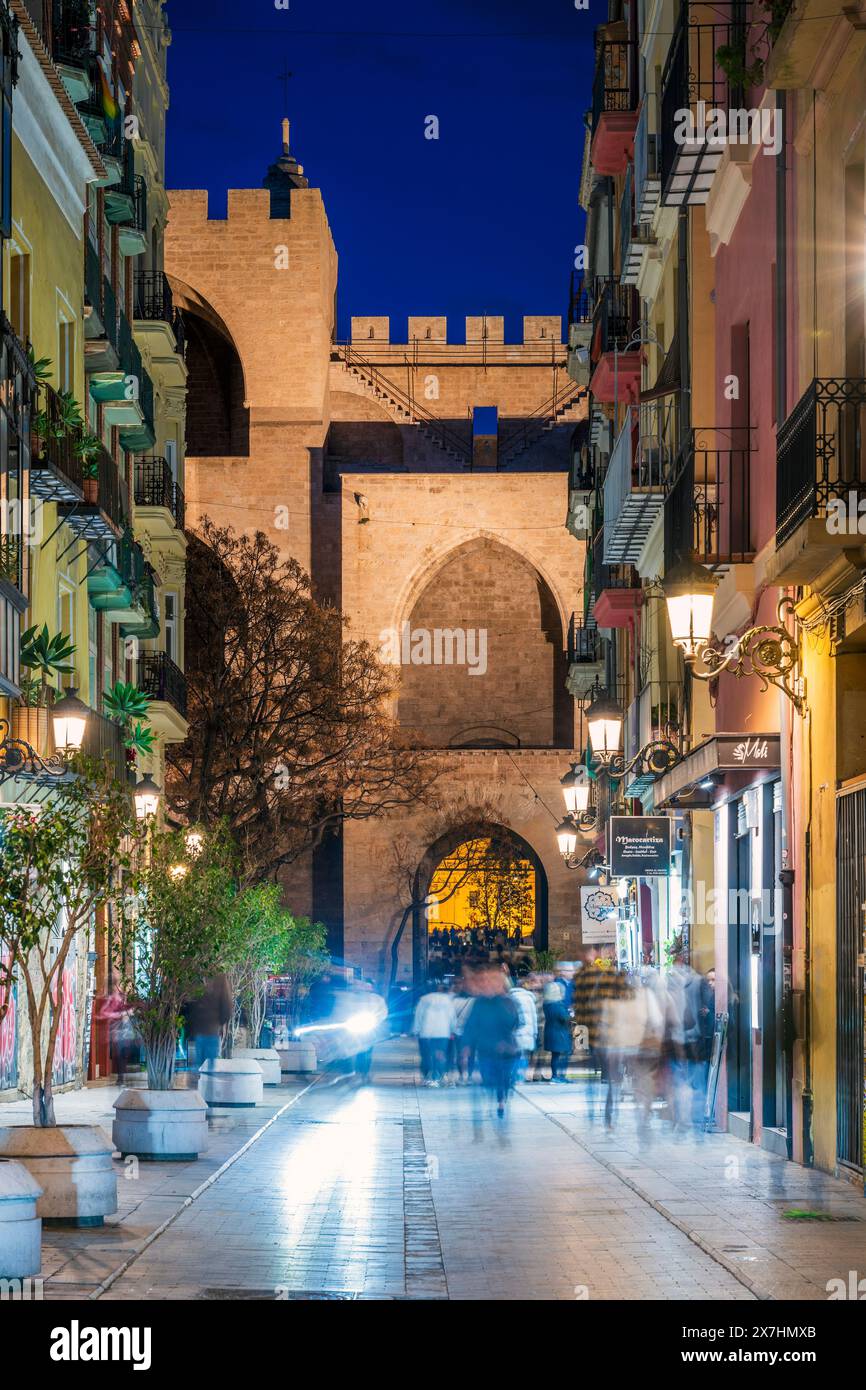 Night view serranos towers hi-res stock photography and images - Alamy