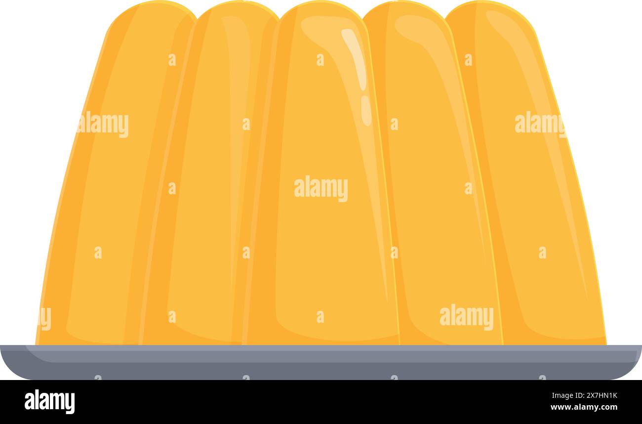 Vector graphic of a vibrant yellow jelly dessert served on a grey plate ...