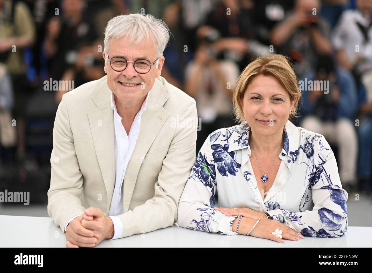 Cannes, France. 20th May, 2024. Emmanuel Courcol and Irene Muscari ...