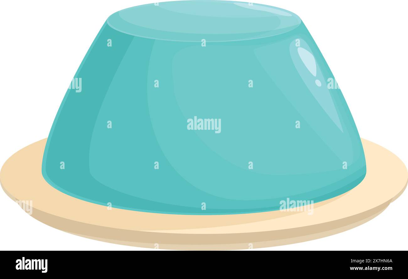 Brightly colored digital illustration of a blue gelatin dessert on a ...