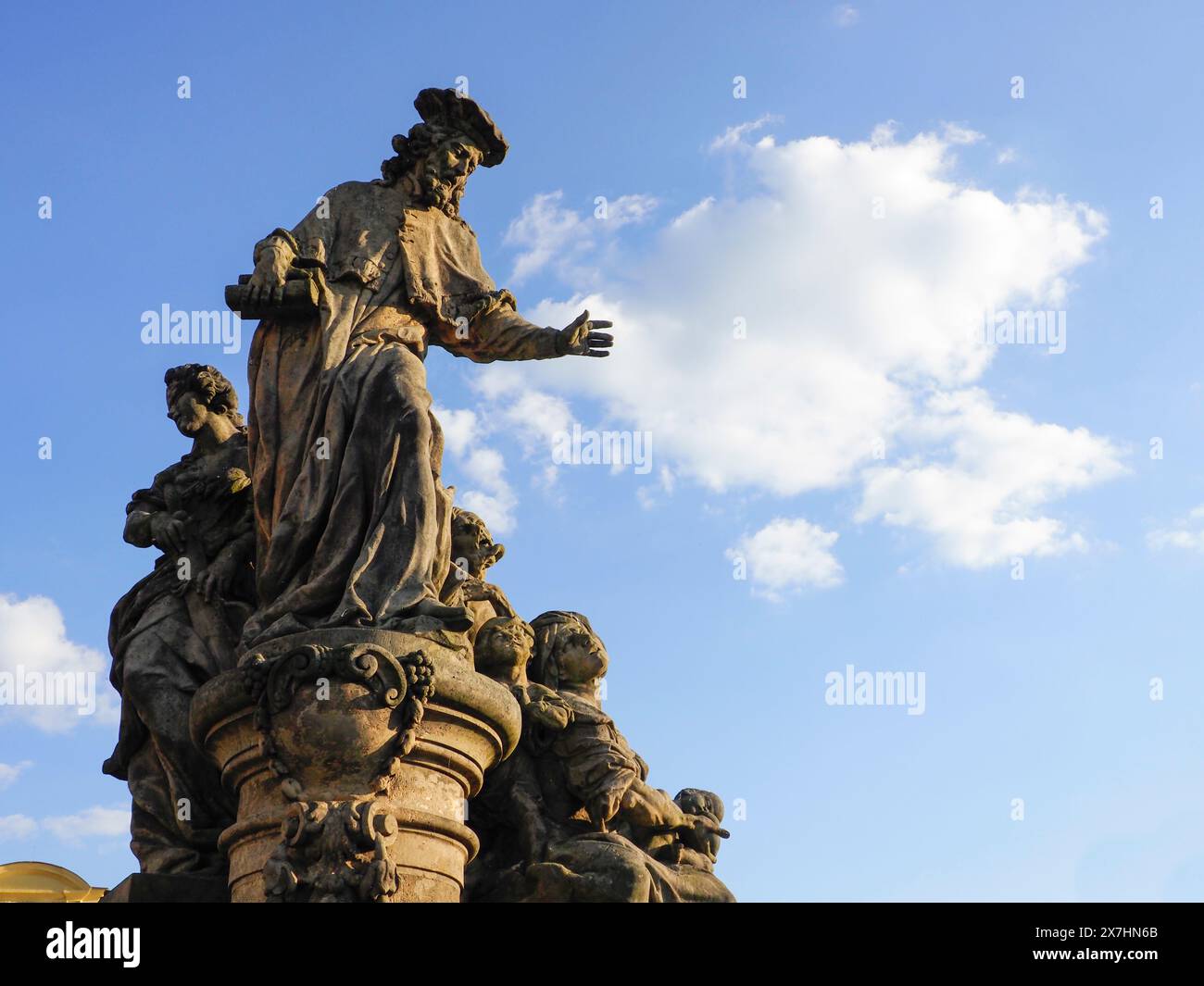 Prague, Czech Republic - May 10, 2024: Statue of St Ivo Kermartin ...