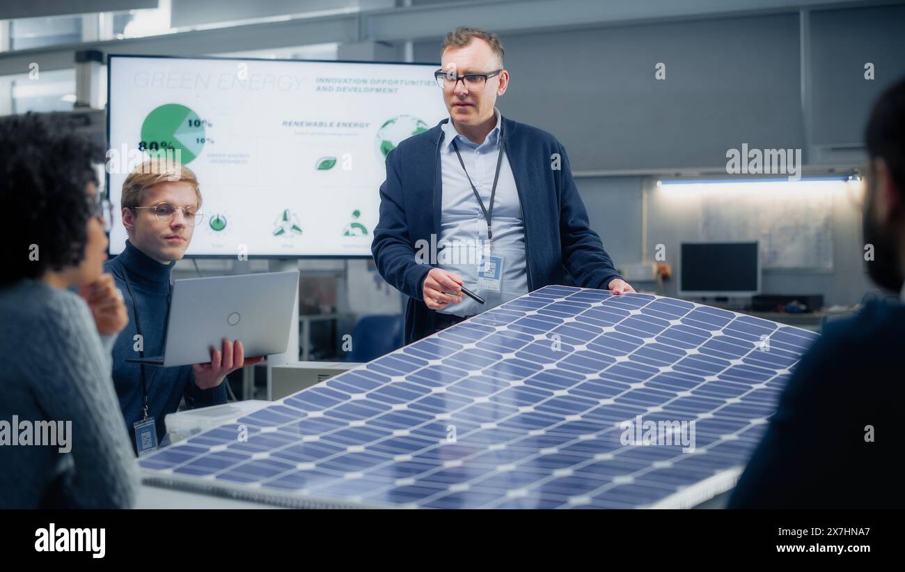 Team Meeting of Renewable Energy Engineers Working on an Innovative ...