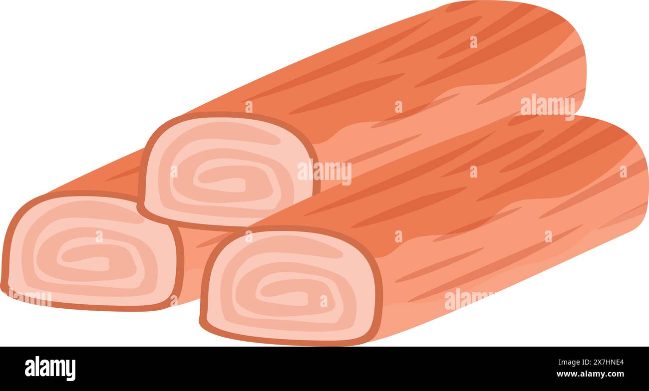 Colorful cartoon illustration of lumber logs with wood grain rings and ...