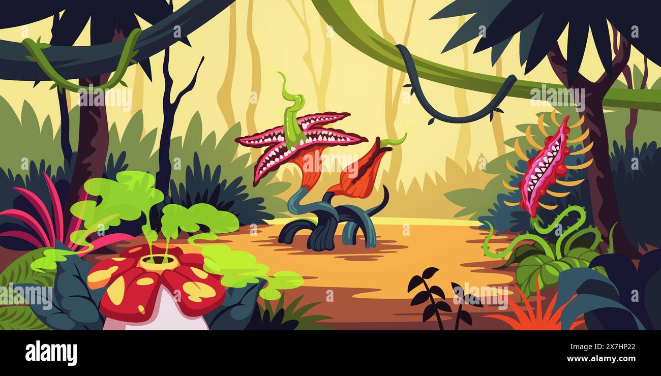 Monster plants cartoon scary carnivorous plants hi-res stock ...