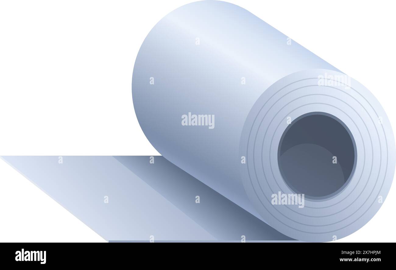Detailed isometric vector illustration of a rolled blueprint, perfect ...