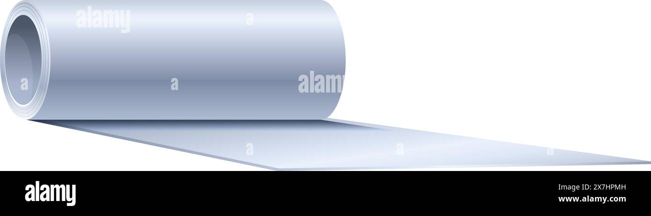 Detailed illustration of a white paper roll partially unrolled on a ...