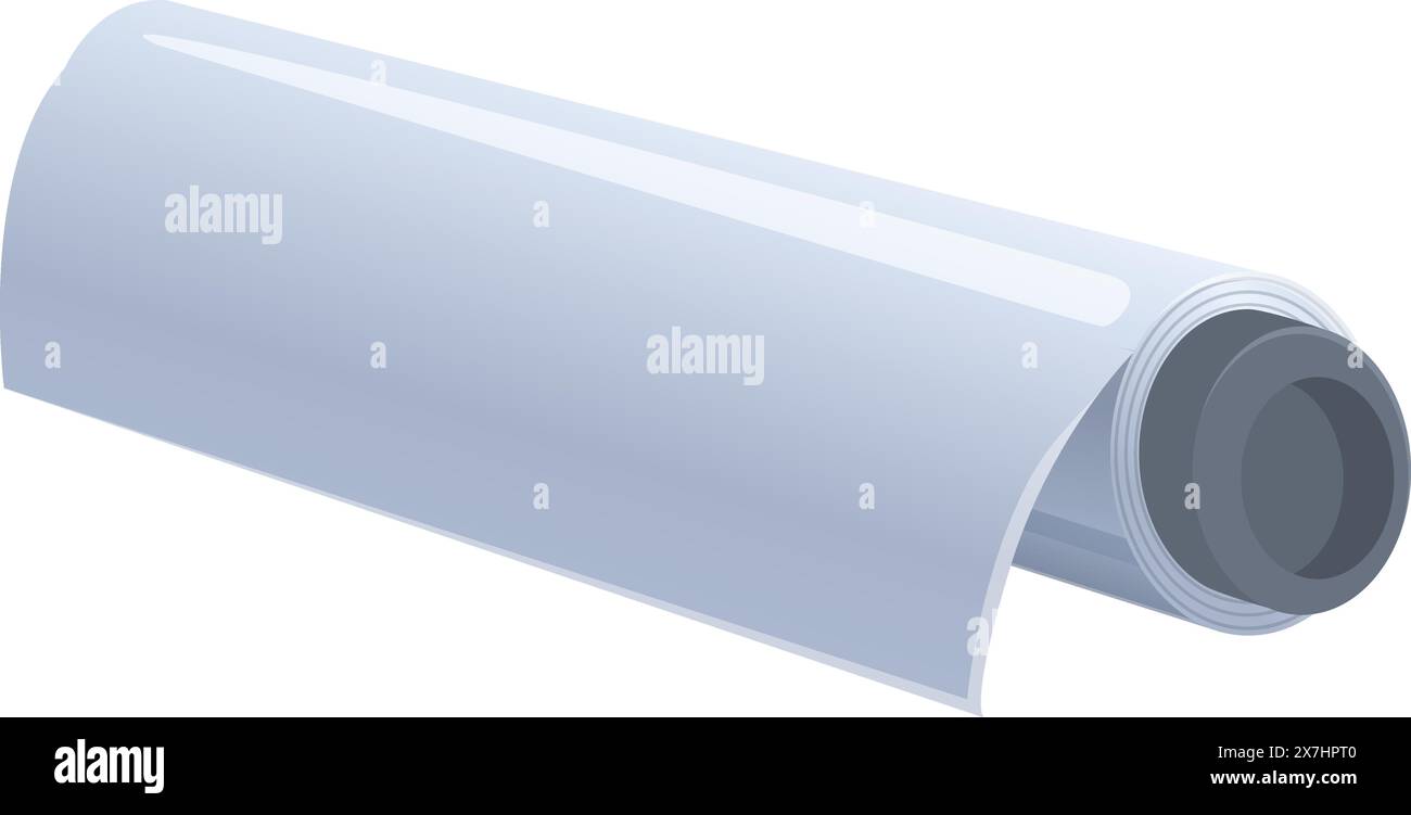 Vector illustration of a simple white rolled paper scroll, isolated on ...