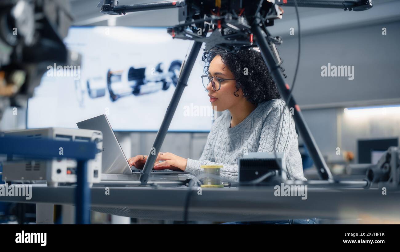 Concentrated Black Female Engineer Writing Code. Developing Software ...