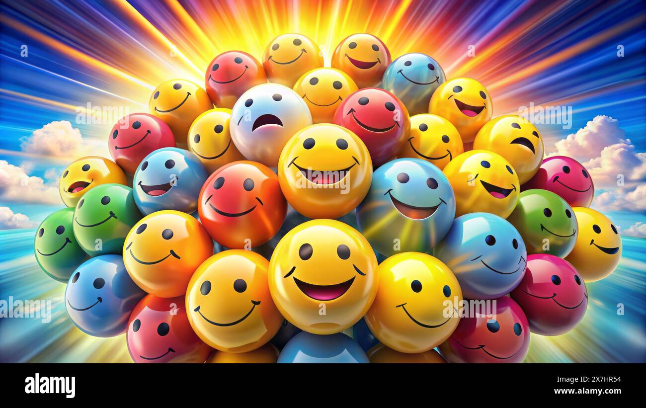 Background with cheerful multi-colored emotions Stock Photo - Alamy