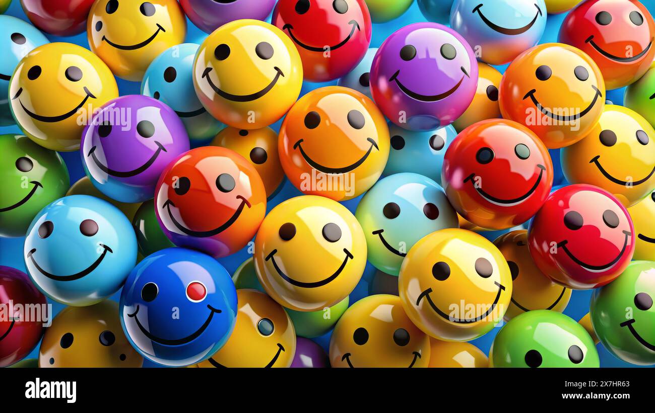 Background with cheerful multi-colored emotions Stock Photo - Alamy