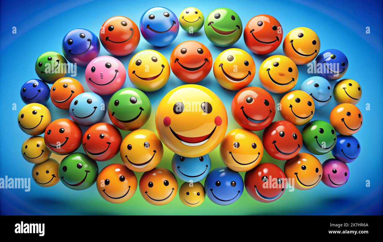 Background with cheerful multi-colored emotions Stock Photo - Alamy
