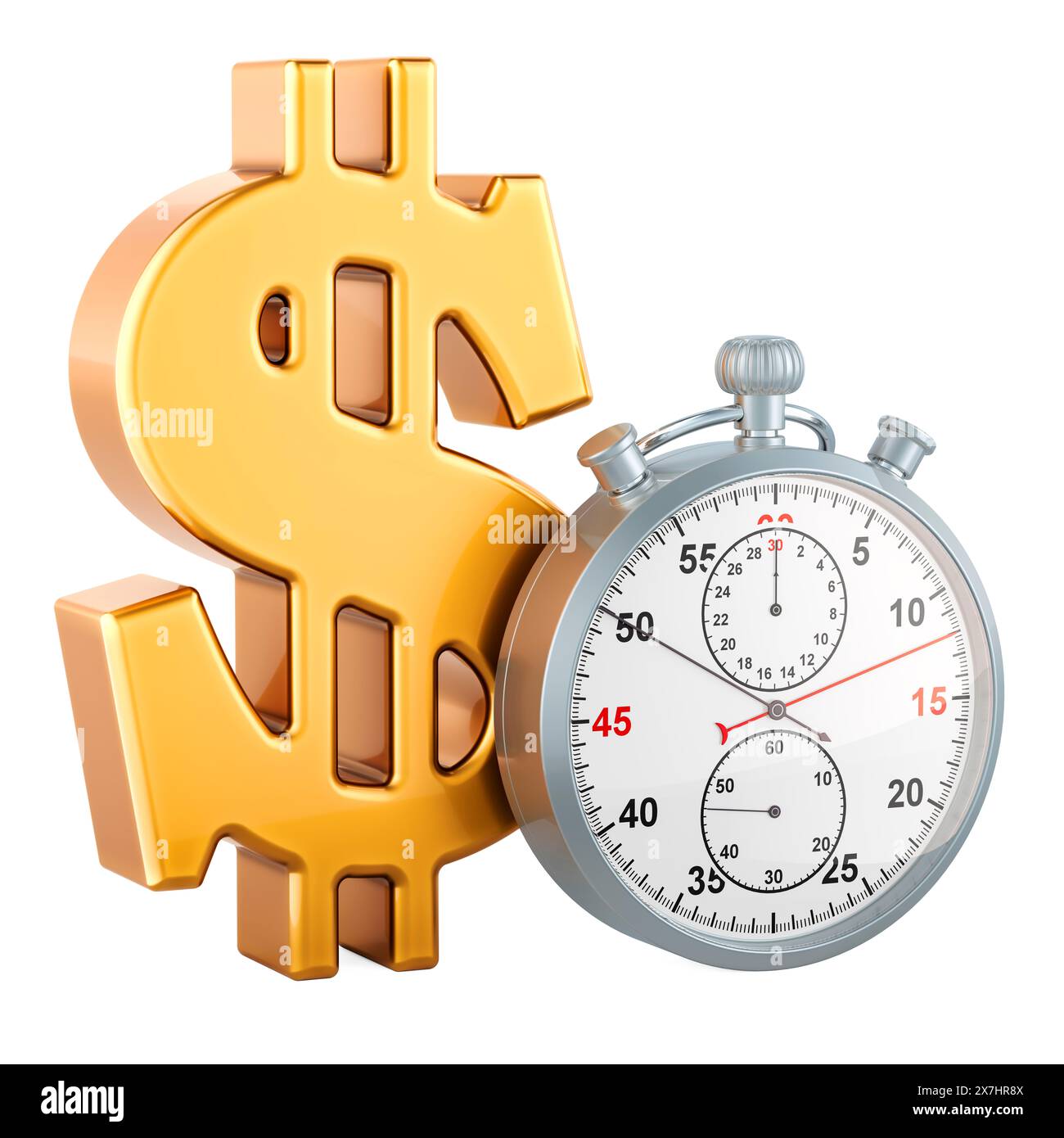 Dollar symbol with stopwatch, fast money concept. 3D rendering isolated ...