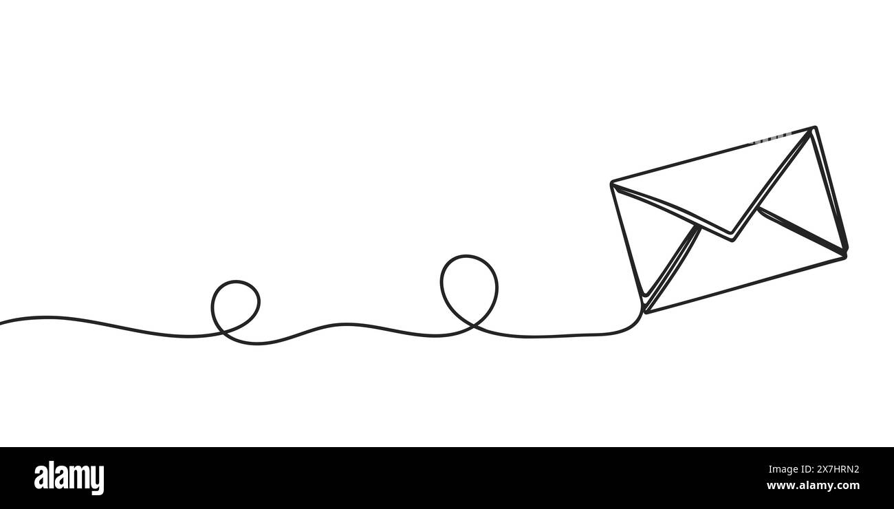 Continuous line drawing of an envelope. Message or notification concept ...