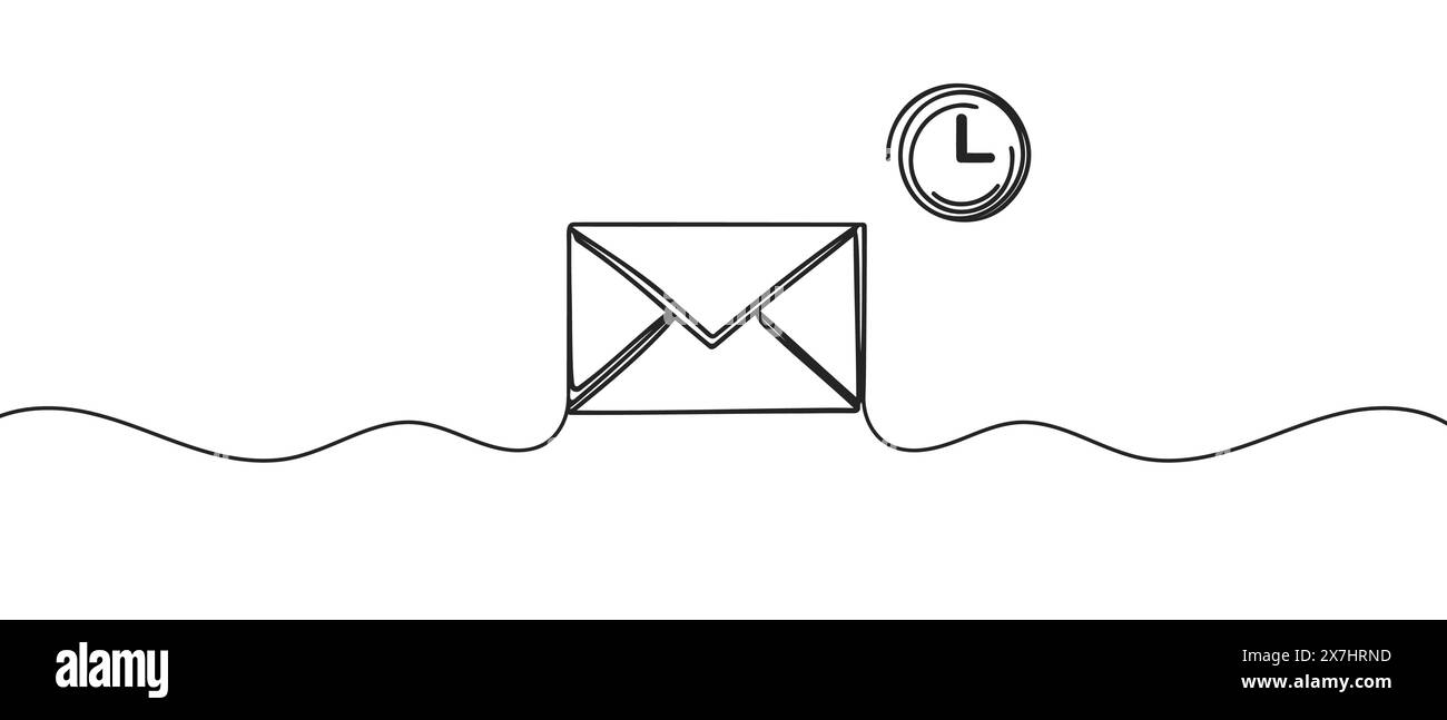 Continuous line drawing of an envelope. Message or notification concept ...