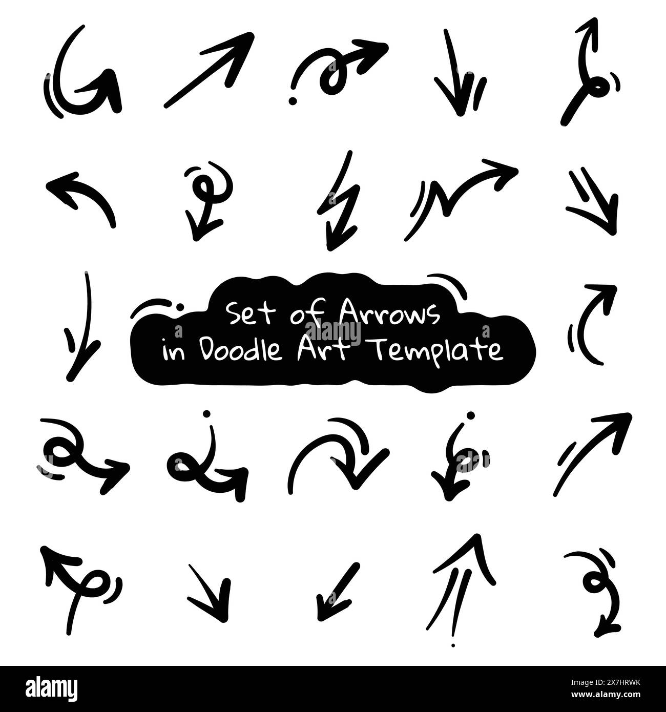 Set of hand drawn arrows in cartoon design with various directions for ...