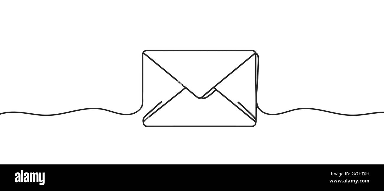 Continuous line drawing of an envelope. Message or notification concept ...