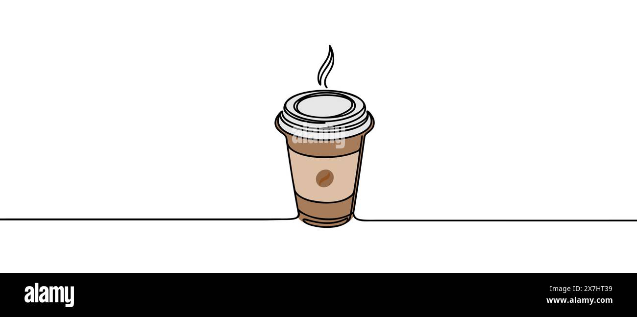 Coffee to go. Cup of coffee Continuous one line drawing. Line sketch ...