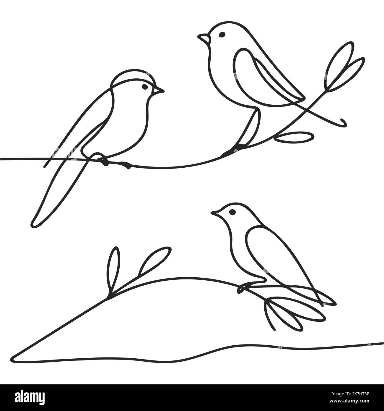 Continuous one line drawing birds. Minimalist bird, outline design ...