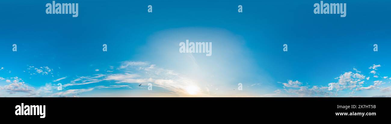 Sky 360 panorama - Bright blue sky filled with fluffy white Cirrus ...