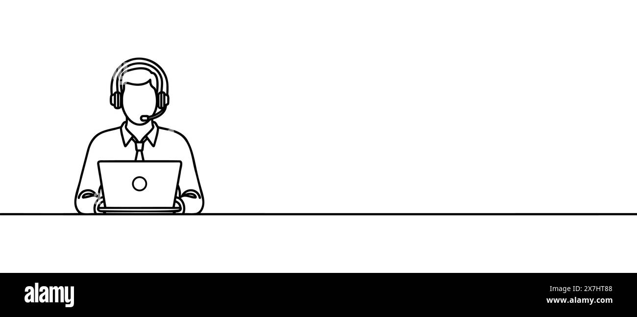 Continuous one line drawing of support service. Customer service ...