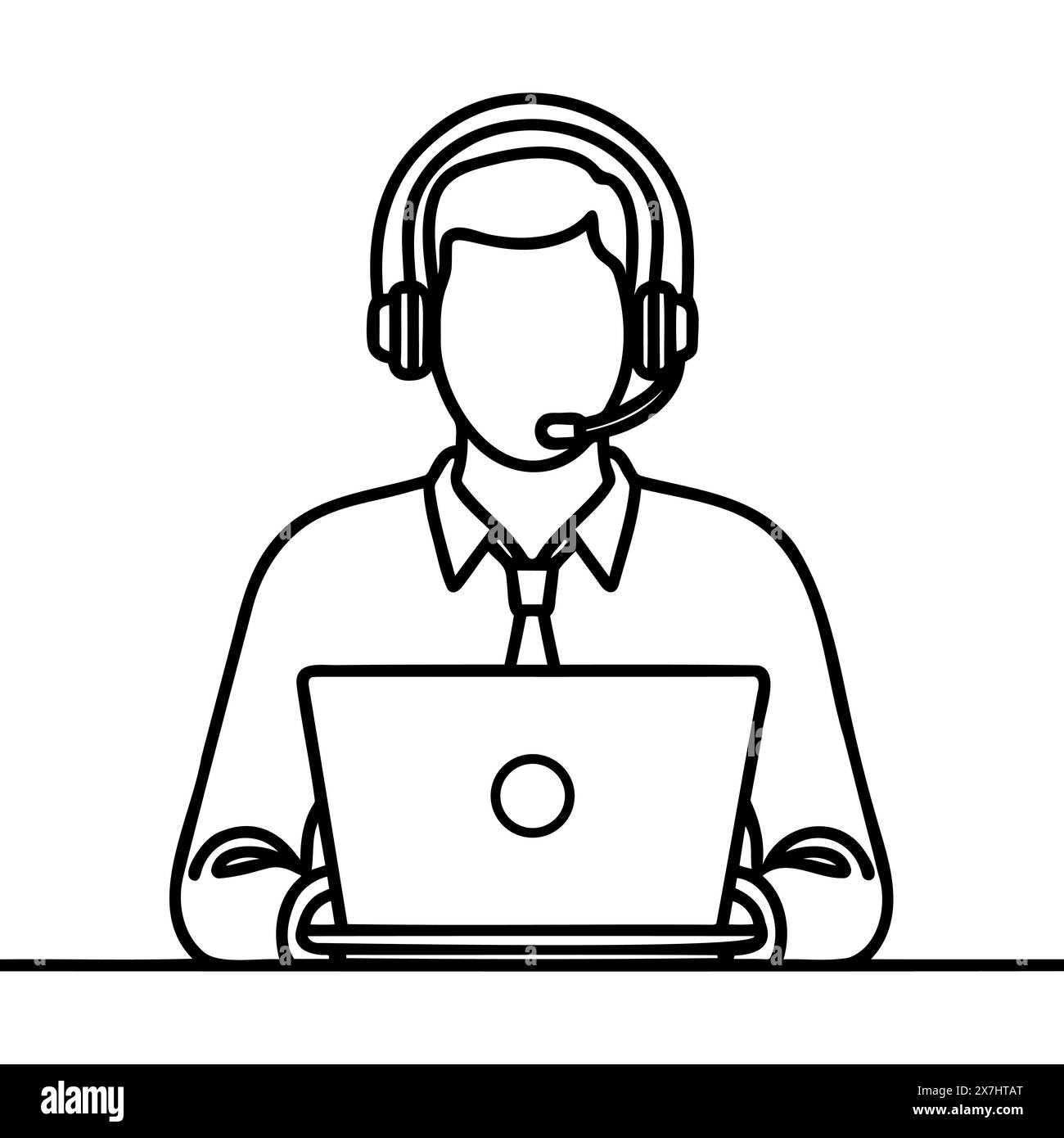 Continuous one line drawing of support service. Customer service ...