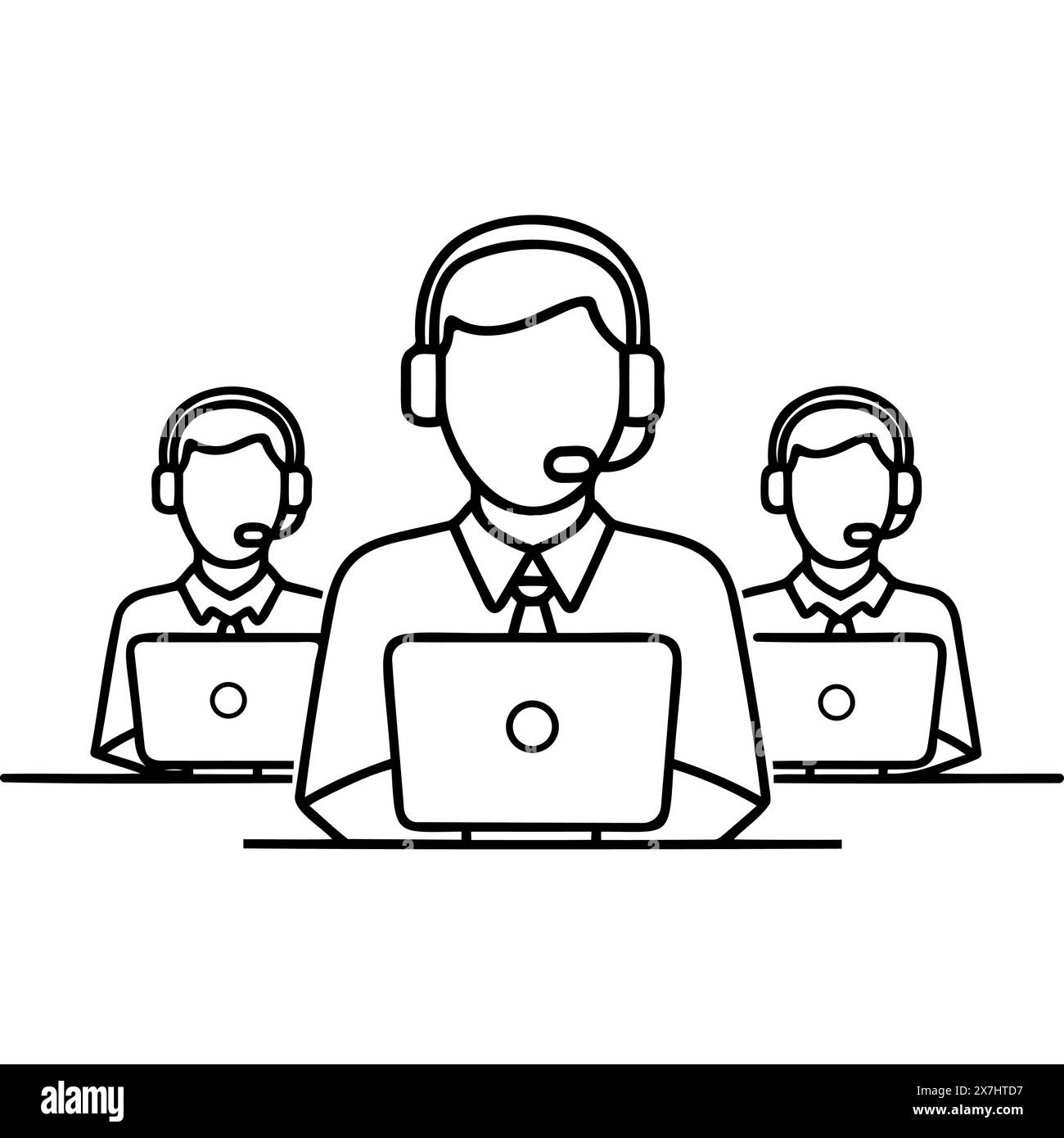 Continuous one line drawing of support service. Customer service ...