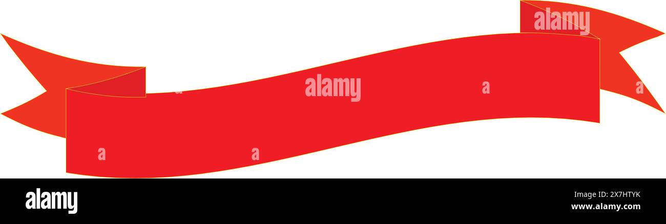 Red with Golden, bow wave shape ribbon banner, Blank Curved wave golden ...