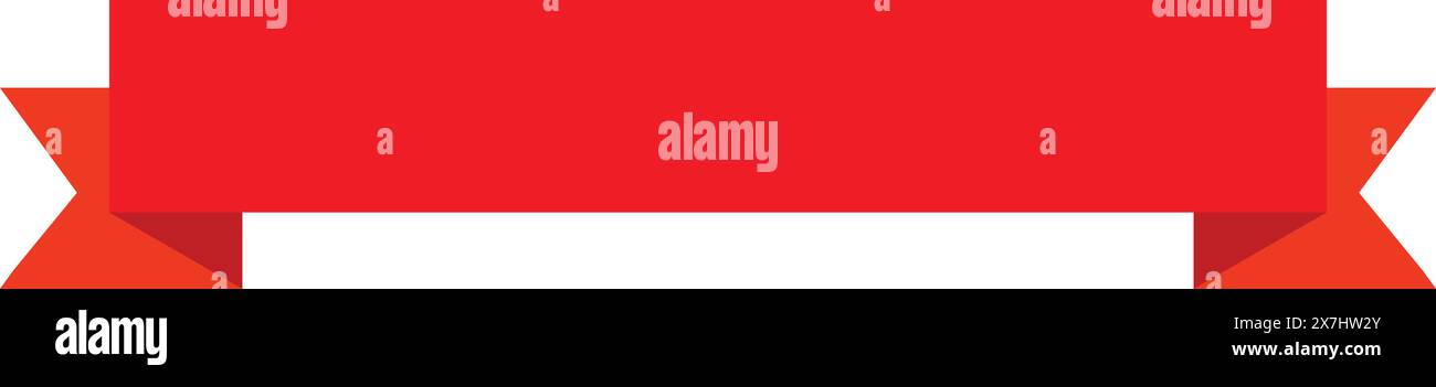 Red flat, bow ribbon banner, Blank Flat Ribbon, isolated ribbon banner ...
