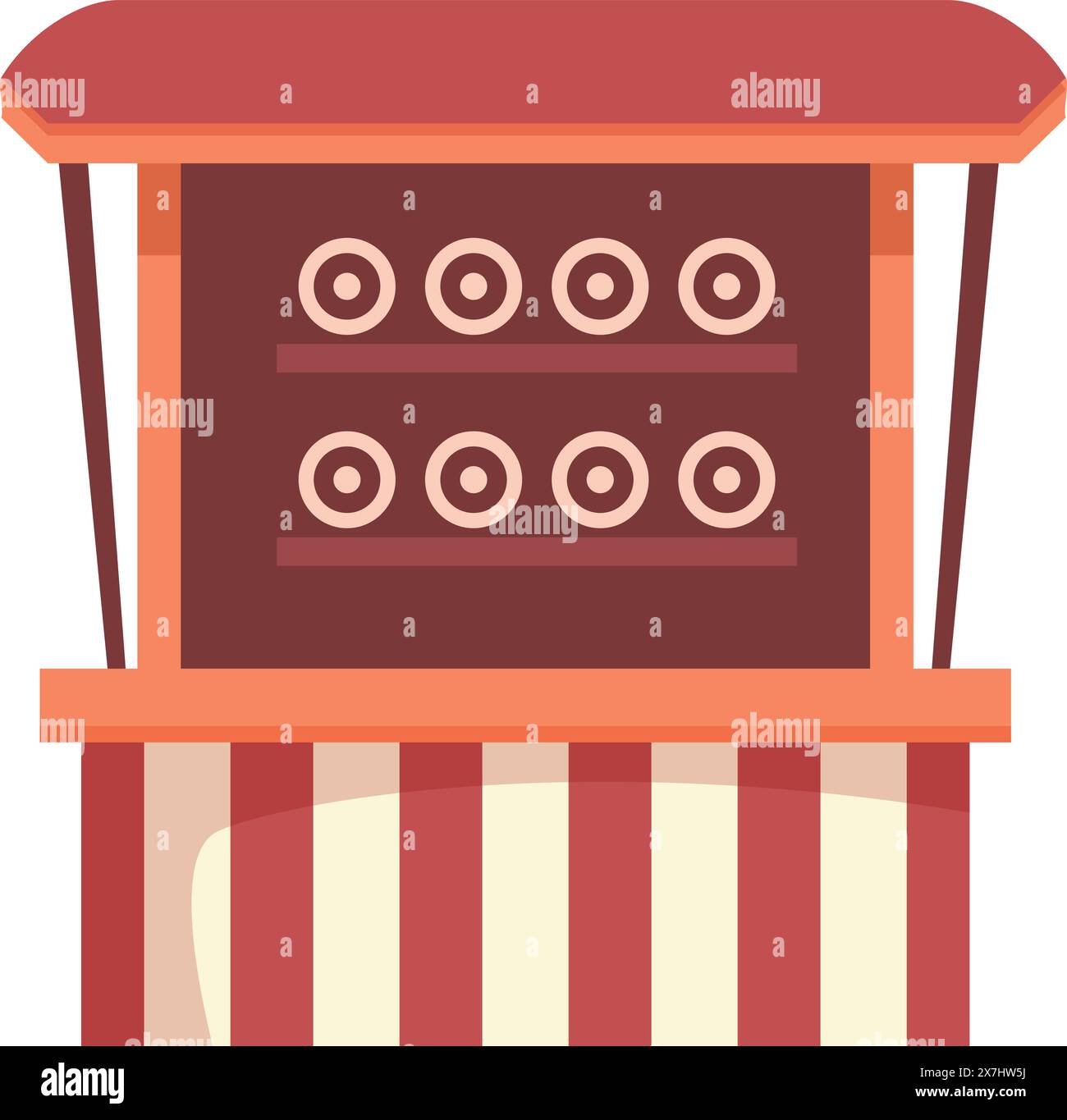 Colorful illustration of a retro ticket booth with classic striped ...