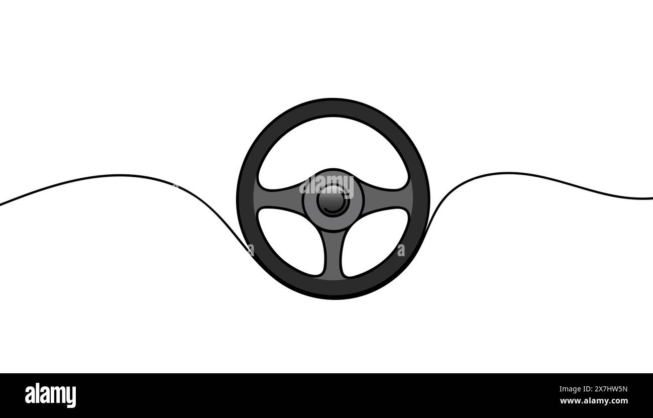 Continuous line drawing of car wheel. One line drawing background ...