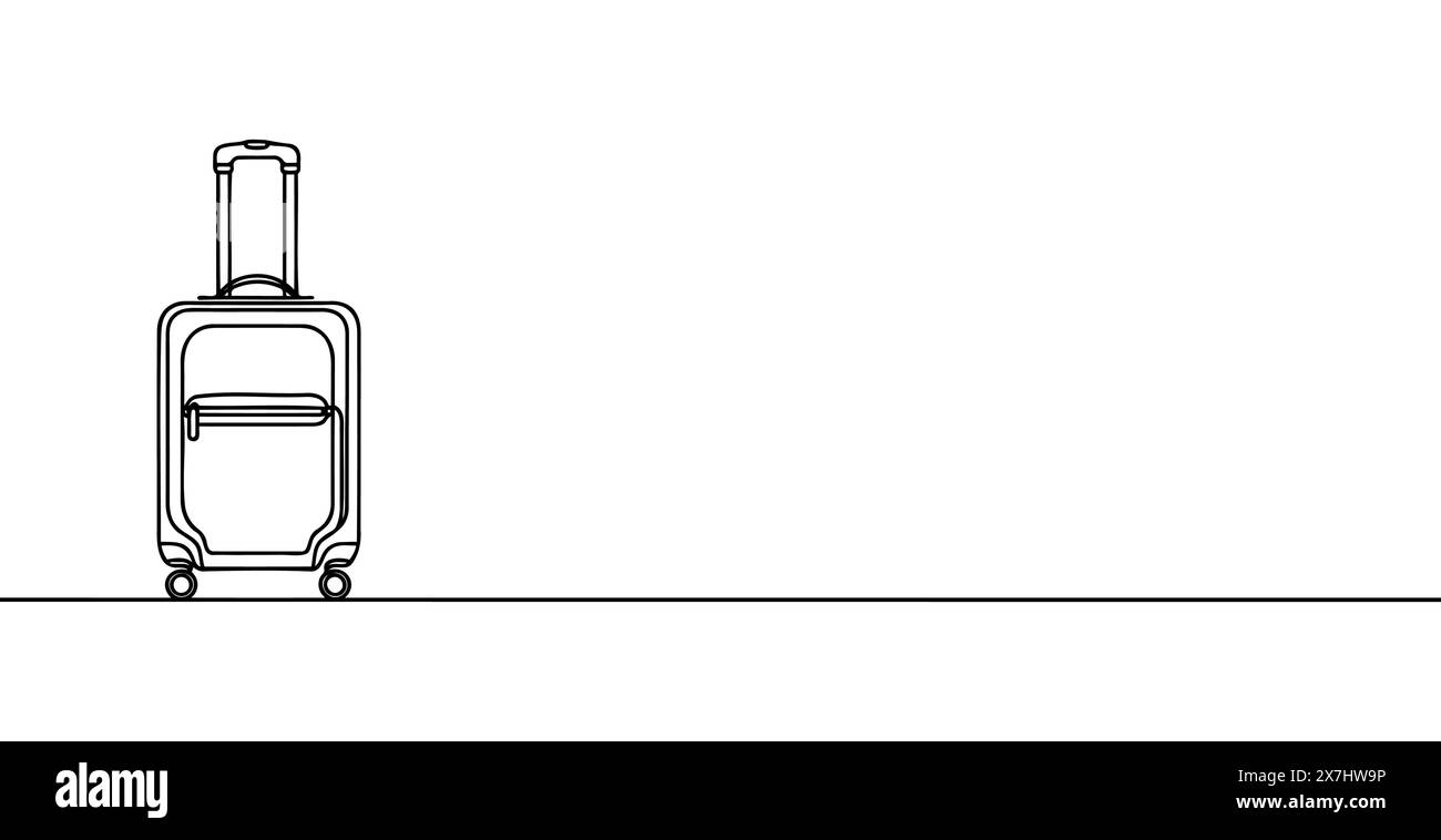 Suitcase one continuous line. Suitcase on wheels for travel. Travel bag ...