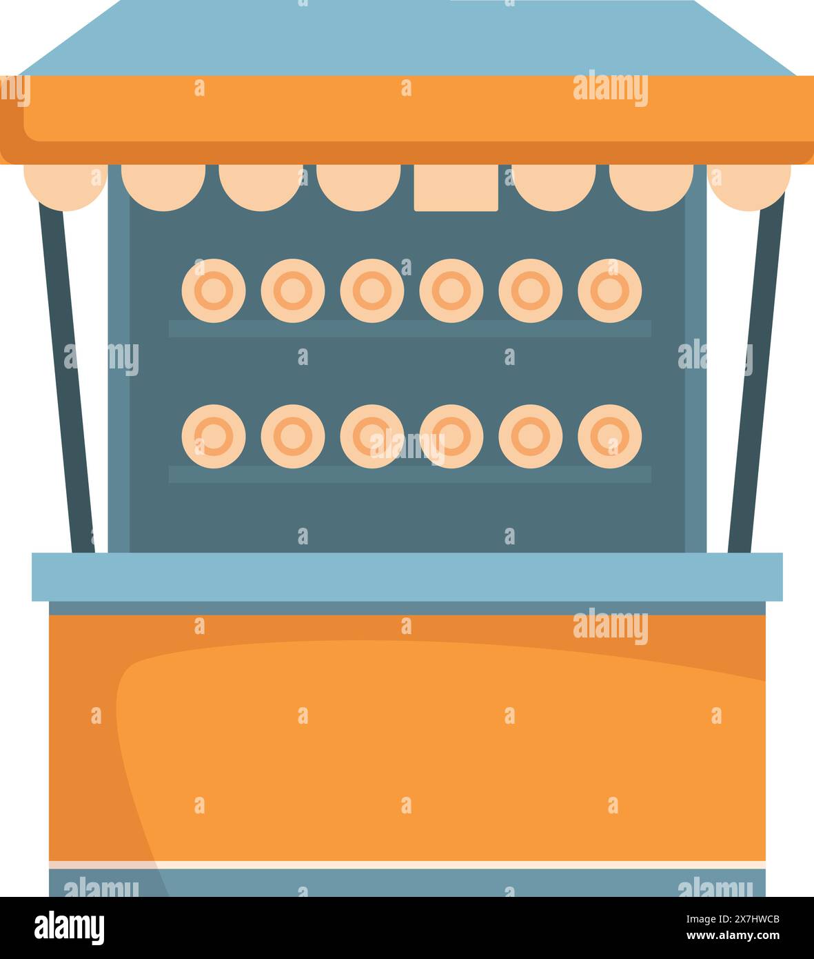 Vibrant and cheerful vector image of a cartoonstyle market stall ...