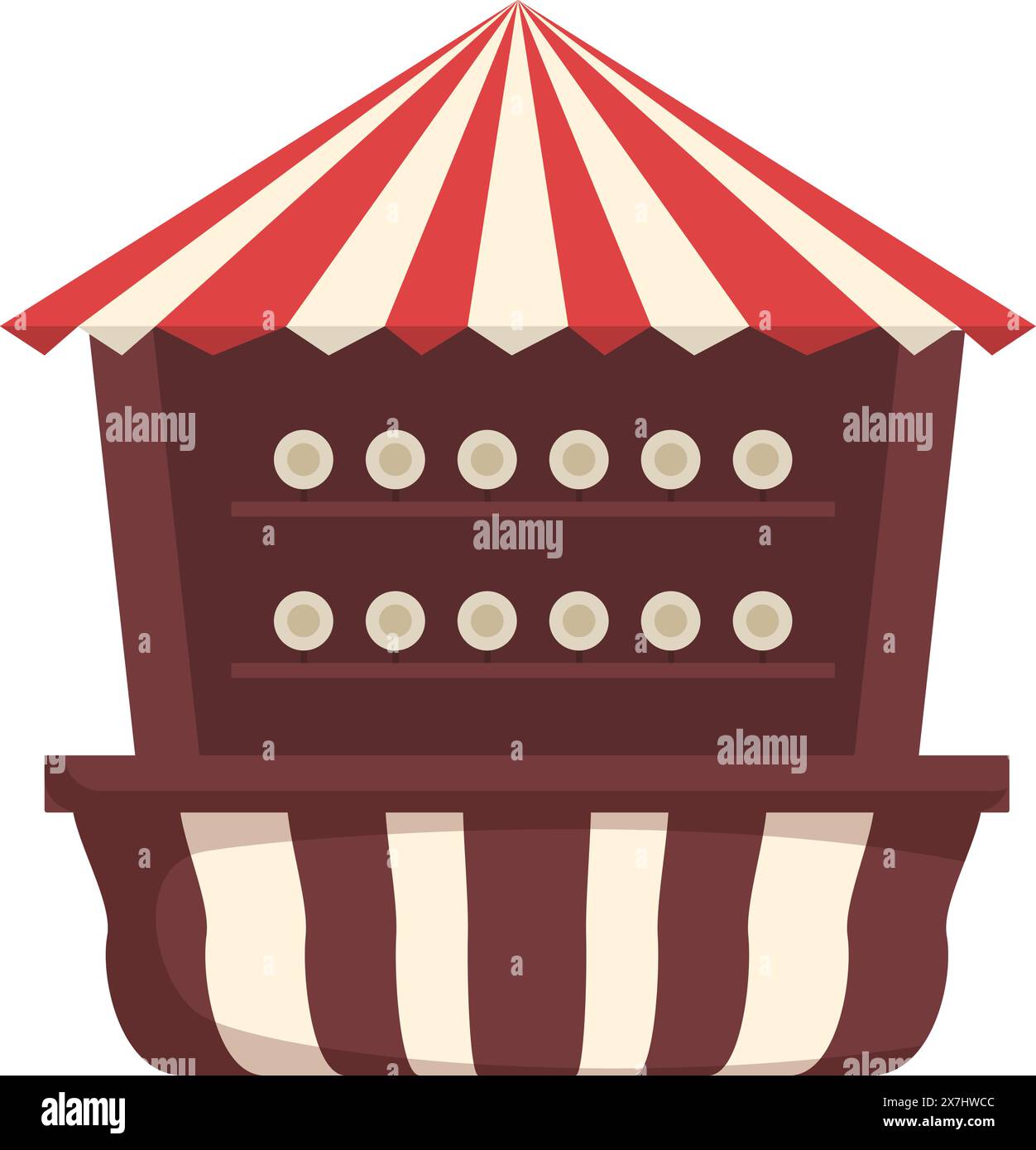 Charming illustration of a classic carnival booth with a striped awning ...