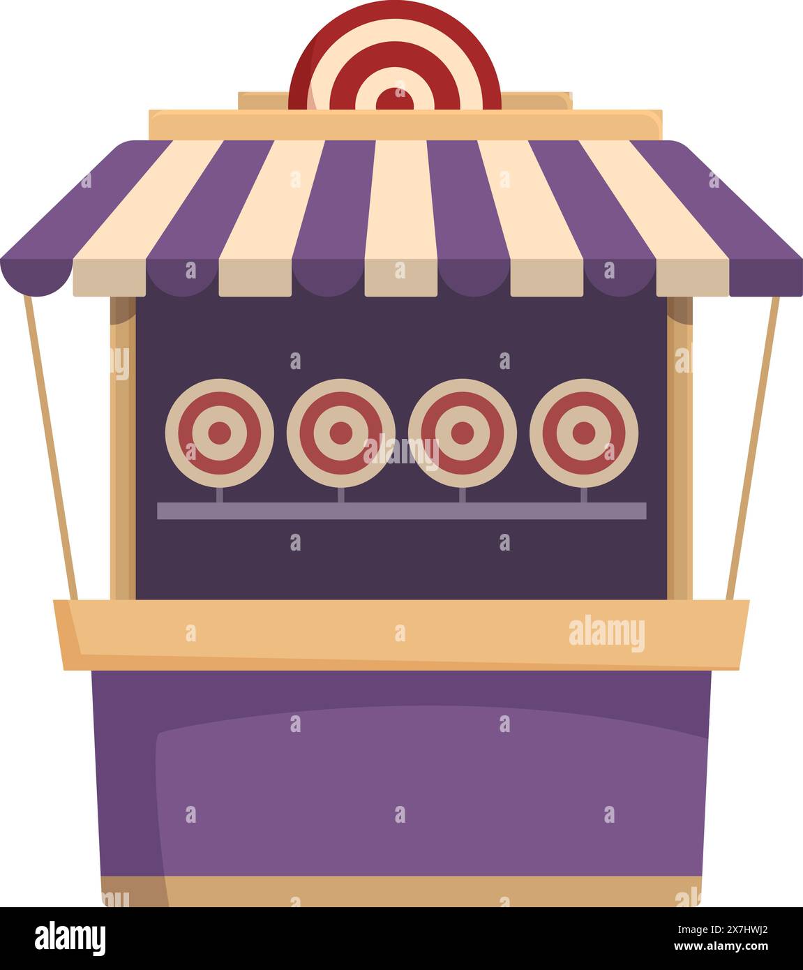 Flat design vector of a colorful cartoon shooting range carnival booth ...