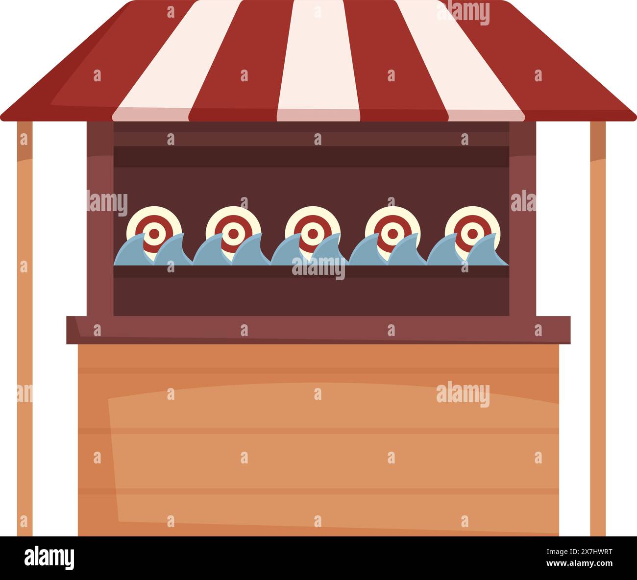 Vector illustration of a colorful carnival shooting game booth with ...