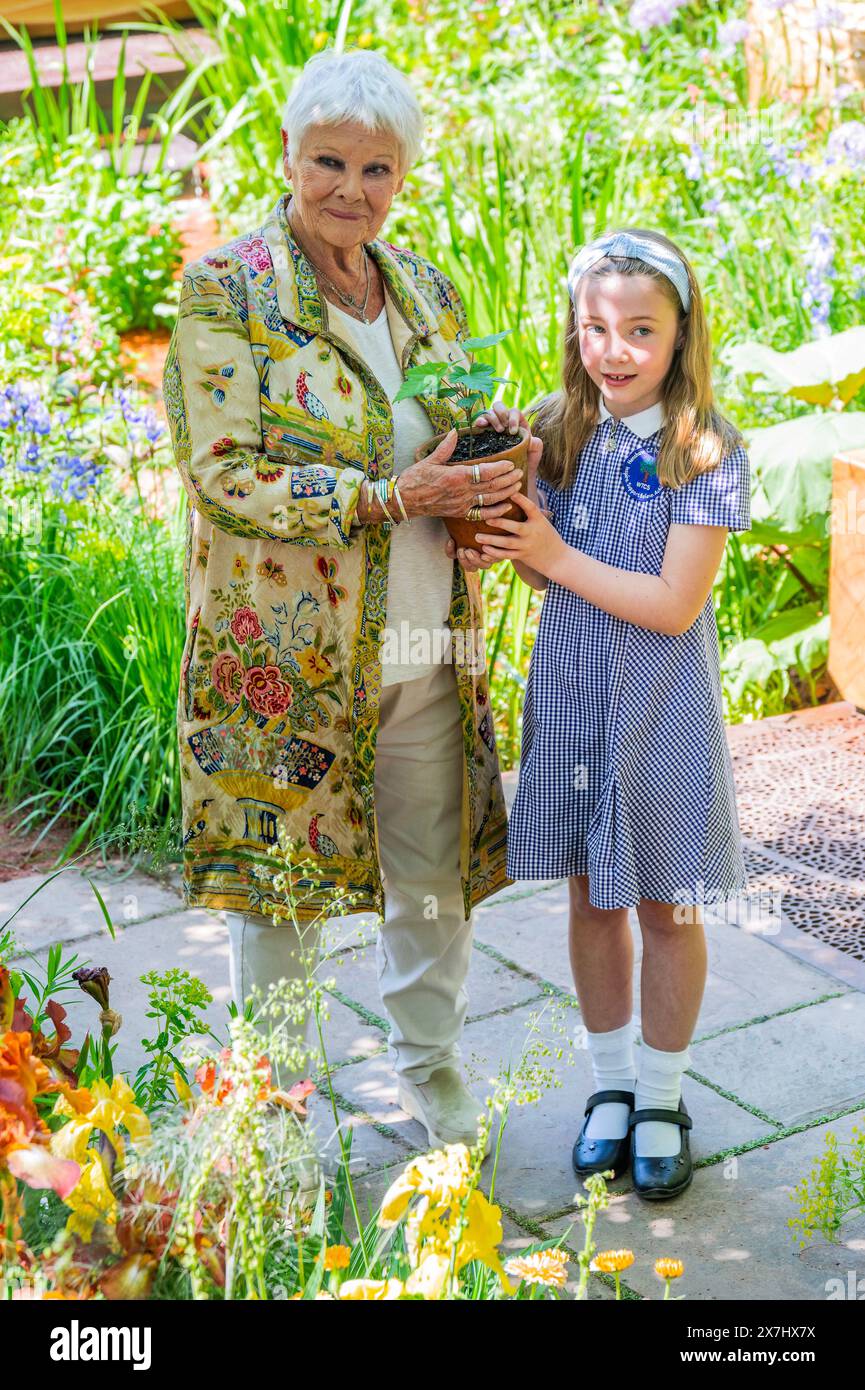 London, UK. 20th May, 2024. Dame Judy Dench s joined by a student ...