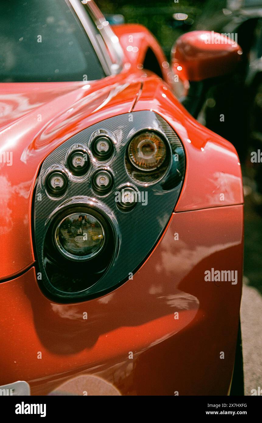 Italian car show at Brooklands museum in Surrey UK. Ferrari ...