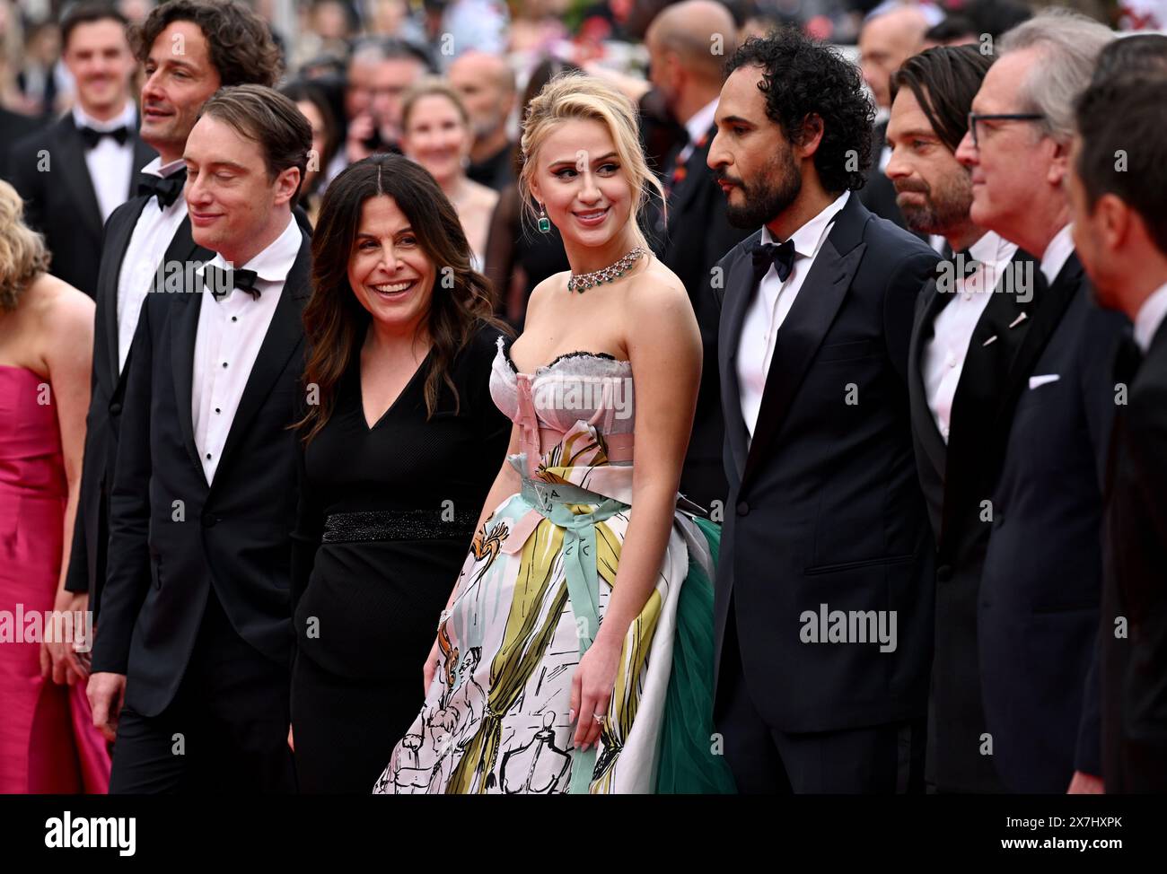 Maria Bakalova (centre) attends the 'The Apprentice' premiere during ...