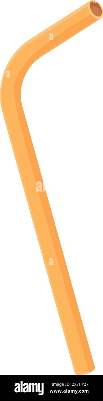Single orange plastic straw with a bend, isolated on a white background ...