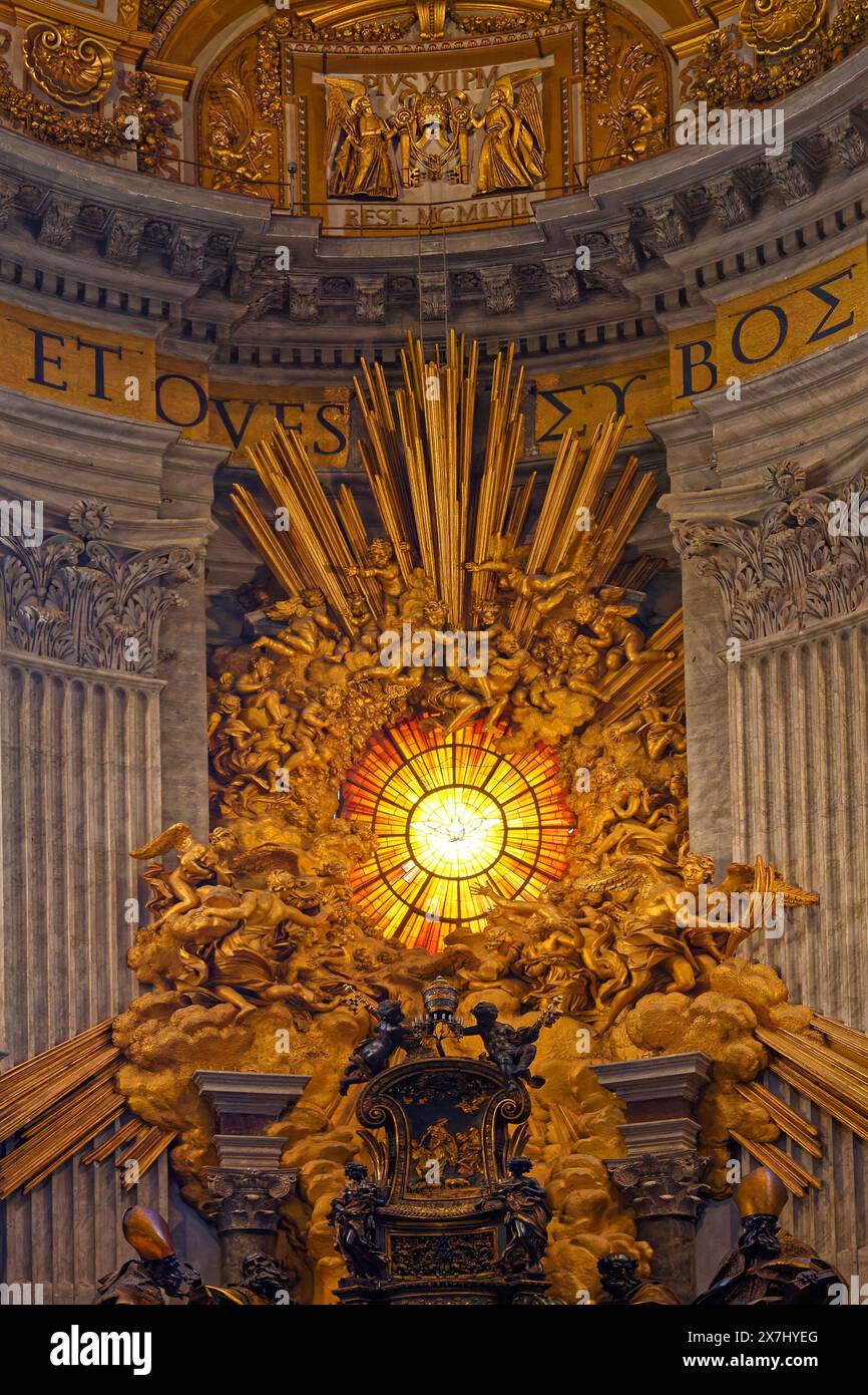 St. Peter's Basilica, chair of St. Peter, ornate, angels on clouds ...