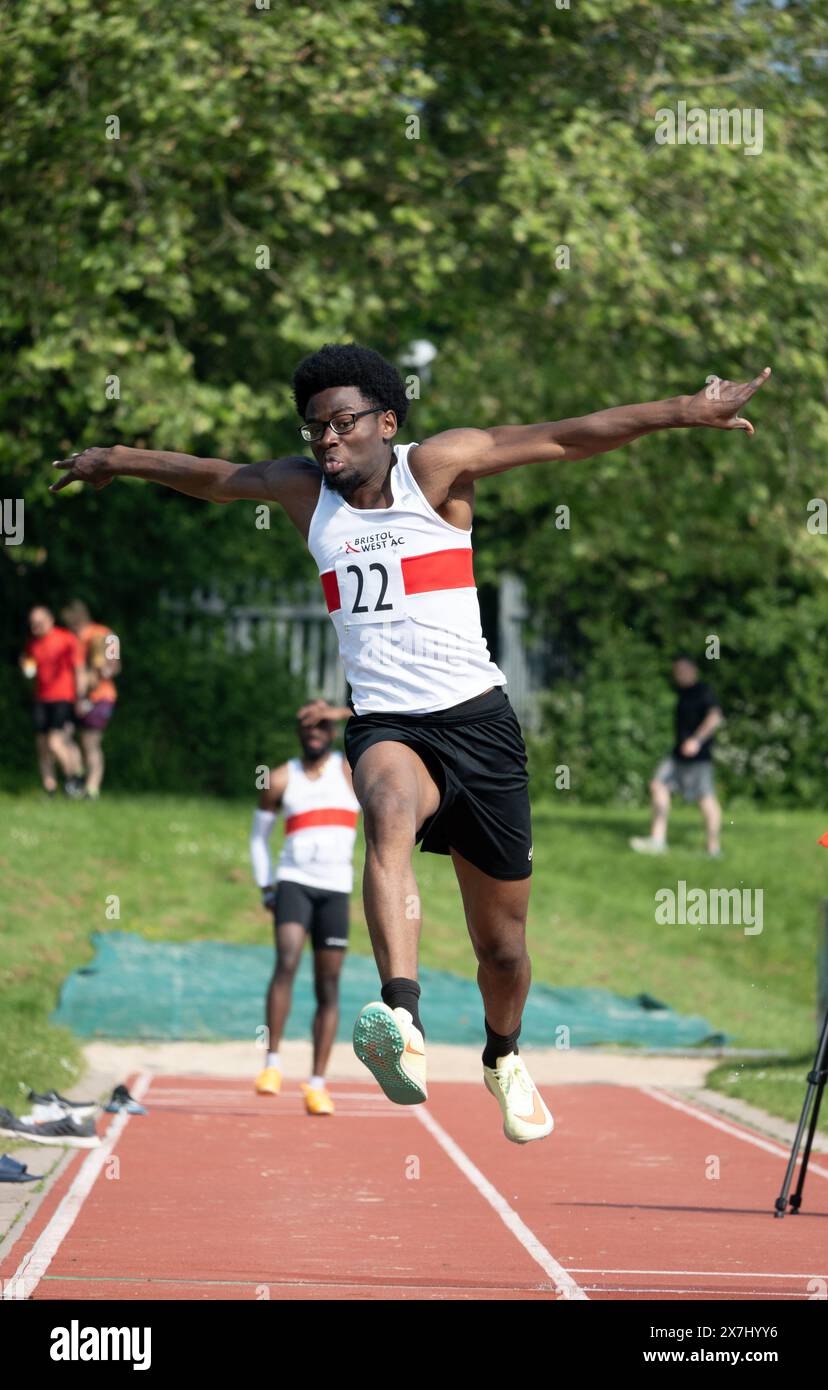 Club athletics, men`s triple jump, Leamington Spa, UK Stock Photo - Alamy