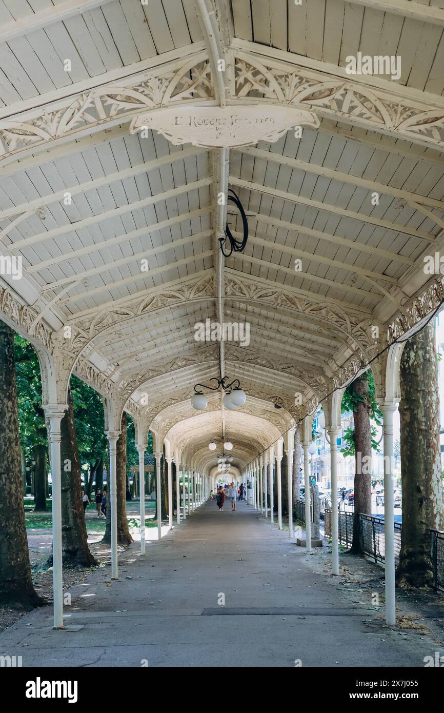Vichy, France - 19 June 2023: Famous promenades (canopies for walking ...