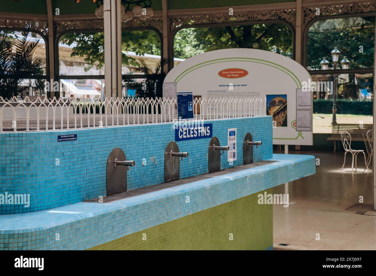 Vichy, France - June 18, 2023: Thermal springs and mineral waters in ...