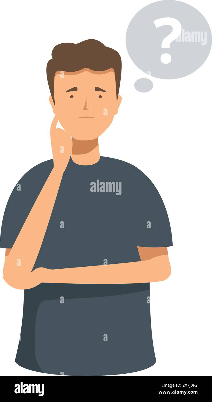 Illustration of a man thinking with a question mark above his head ...