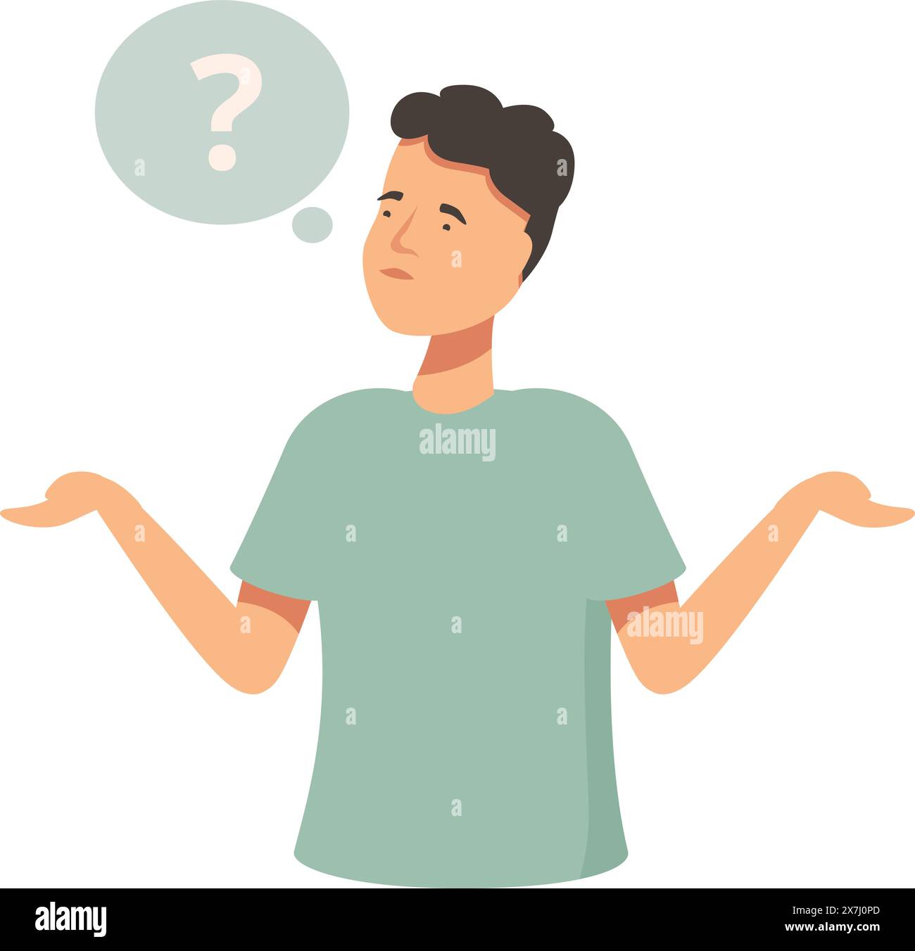Illustration of a puzzled man with a question mark in a thought bubble ...
