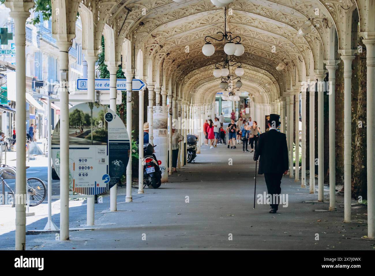 Vichy, France - 18 June 2023: Famous promenades (canopies for walking ...