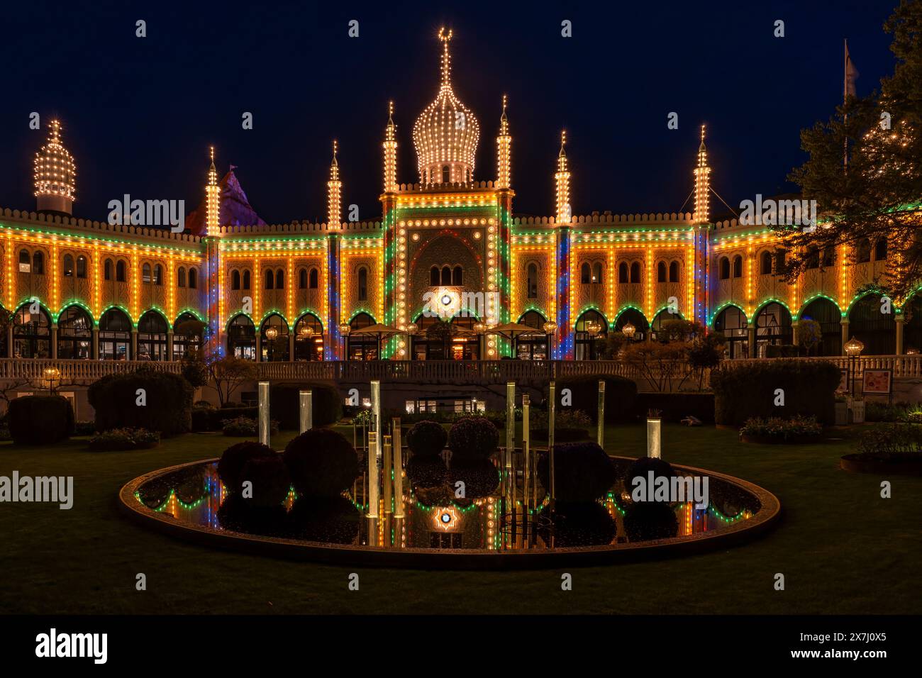 COPENHAGEN, DENMARK - APRIL 15 2024: Moorish Palace in Tivoli Gardens ...